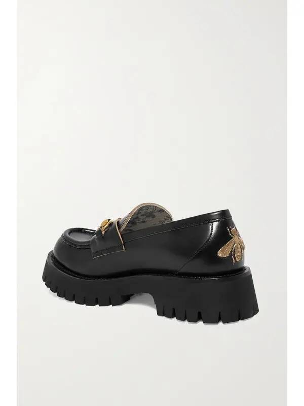 Gucci Horsebit-detailed Metallic Embroidered Leather Platform Loafers