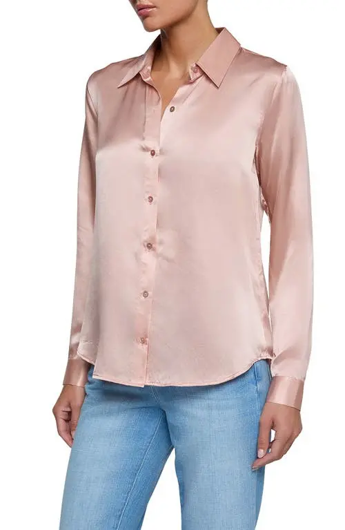 L'AGENCE Tyler Silk Blouse - Misty Rose