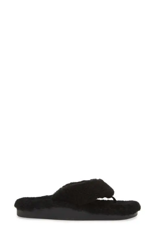 Olukai Kipea Heu Genuine Shearling Slide Sandal - Black/black
