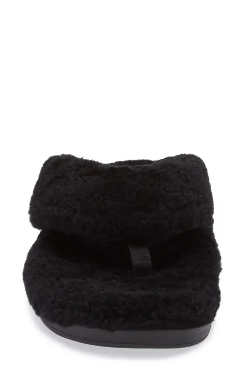 Olukai Kipea Heu Genuine Shearling Slide Sandal - Black/black
