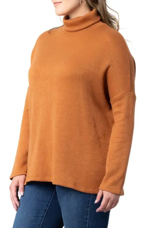 KIYONNA Paris Turtleneck Tunic Sweater - Camel
