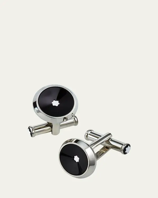 Montblanc Steel %26 Precious Resin Star Cufflinks - Black/silver