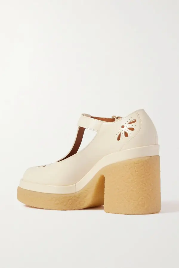 Chloé Kurtys Cutout Glossed-leather Mary Jane Pumps