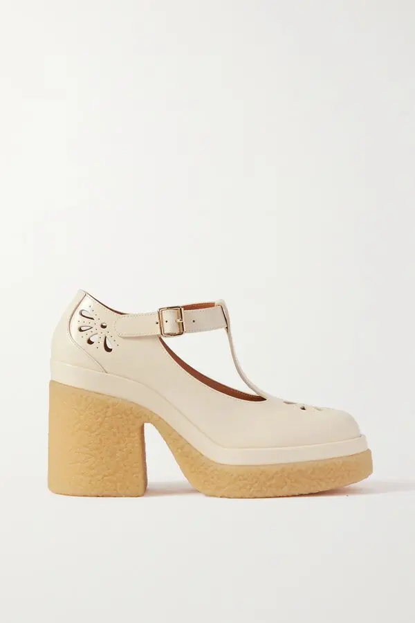 Chloé Kurtys Cutout Glossed-leather Mary Jane Pumps