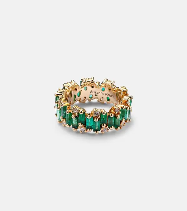SUZANNE KALAN Shimmer Audrey 18kt Yellow Emerald And Diamond Ring - Gold