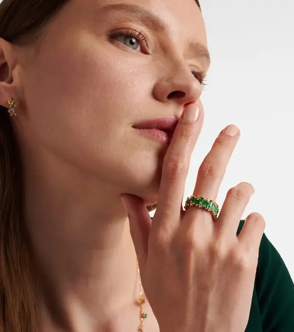 SUZANNE KALAN 18kt Gold Emerald And Diamond Ring