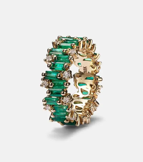 SUZANNE KALAN 18kt Gold Emerald And Diamond Ring