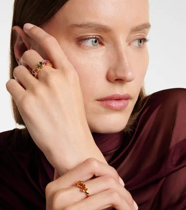 SUZANNE KALAN Audrey 18kt Gold Ring With Sapphires And Diamonds - Multicoloured