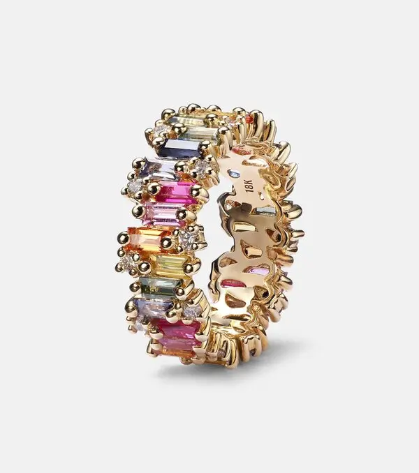 SUZANNE KALAN Audrey 18kt Gold Ring With Sapphires And Diamonds - Multicoloured