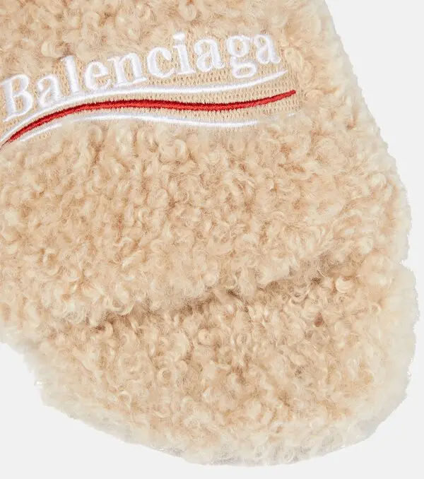 Balenciaga Furry Faux Shearling Slides