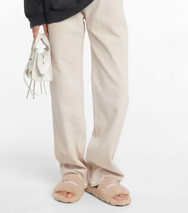 Balenciaga Furry Faux Shearling Slides