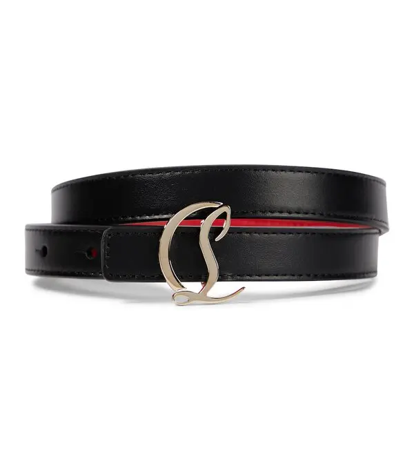 CHRISTIAN LOUBOUTIN Logo Leather Belt - Black