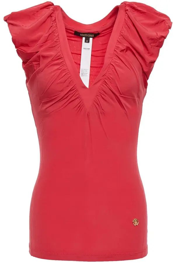 Roberto Cavalli Ruched Stretch-jersey Top