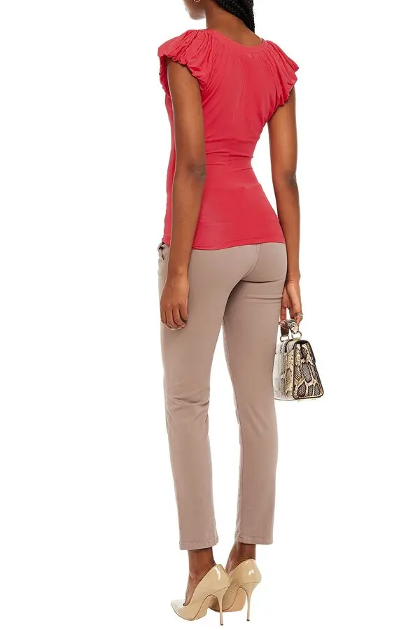 Roberto Cavalli Ruched Stretch-jersey Top