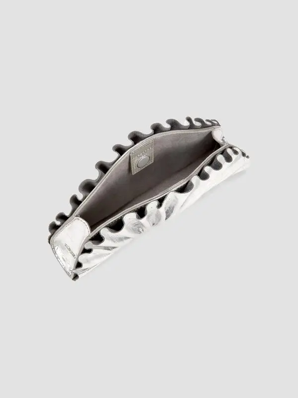 Cult Gaia Mini Nala Metallic Leather Clutch - Silver