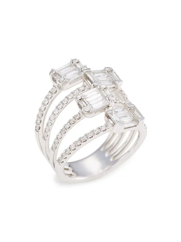 Saks Fifth Avenue Collection 14k & Multi-cut 1.70 Tcw Diamond Openwork Ring - White Gold
