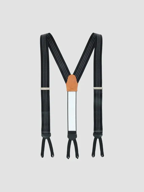 Trafalgar Fredrick Center Stripe Formal Suspenders - Black