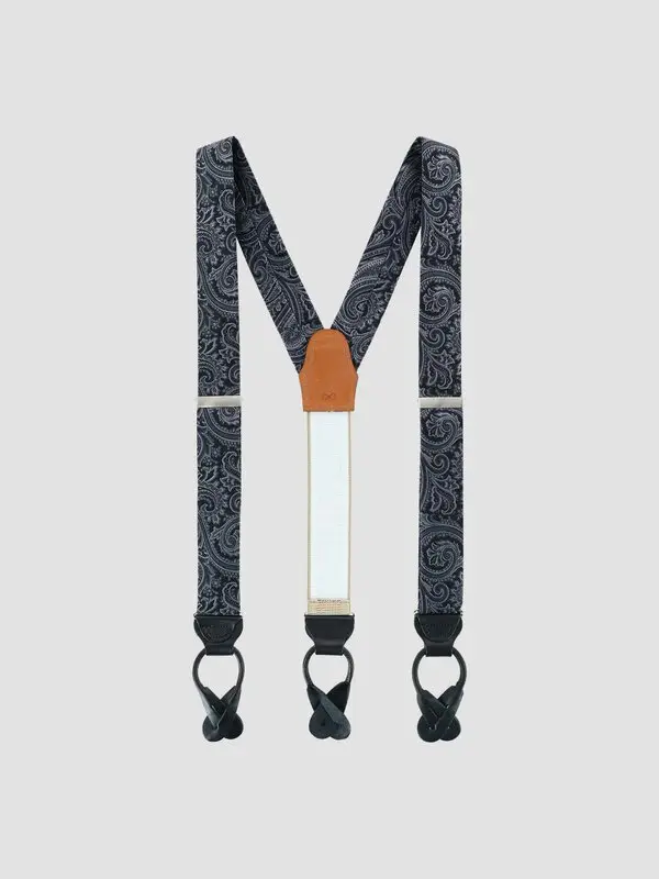 Trafalgar Sobee Paisley Silk Suspenders - Black