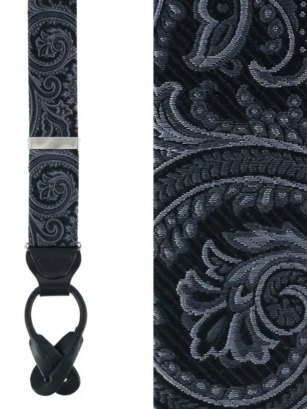 Trafalgar Sobee Paisley Silk Suspenders - Black