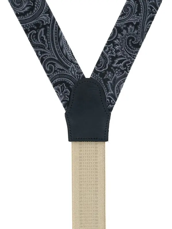 Trafalgar Sobee Paisley Silk Suspenders - Black