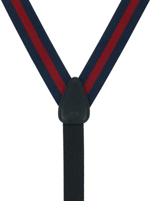 Trafalgar Oliver Convertible Striped Suspenders - Navy