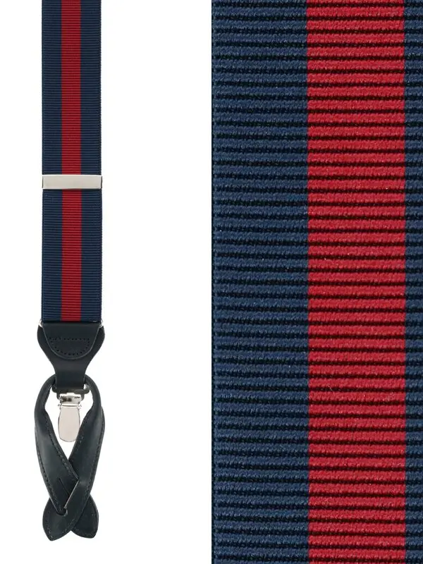 Trafalgar Oliver Convertible Striped Suspenders - Navy