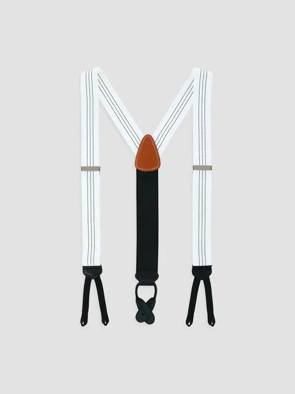 Trafalgar Fredrick Center Stripe Suspenders - White