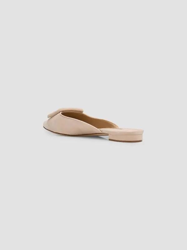 Manolo Blahnik Maysale Suede Flats - Nude