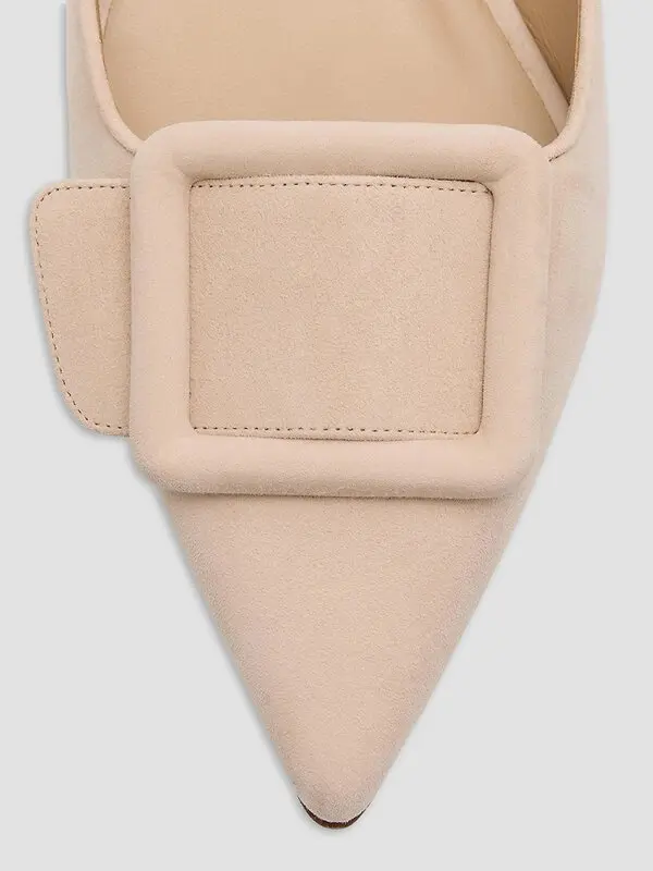 Manolo Blahnik Maysale Suede Flats - Nude