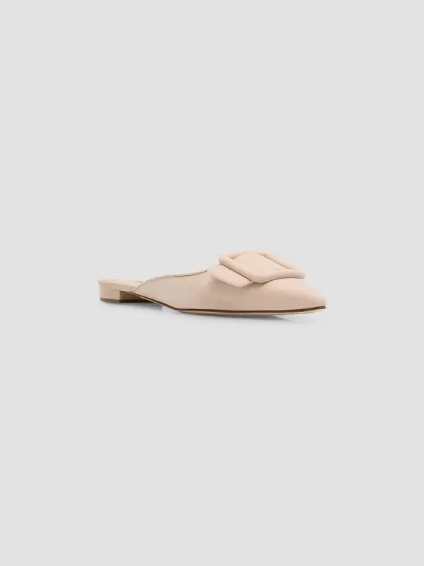 Manolo Blahnik Maysale Suede Flats - Nude
