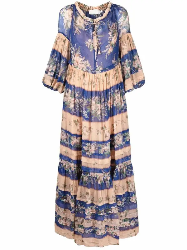 striped dress linen MILLA STRIPED LINEN KAFTAN DRESS