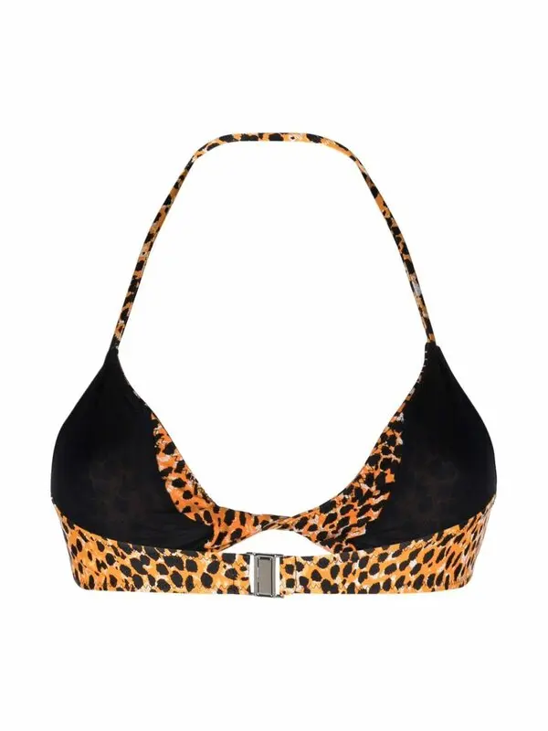 GANNI Animal-print Halterneck Bikini Top - Neutrals