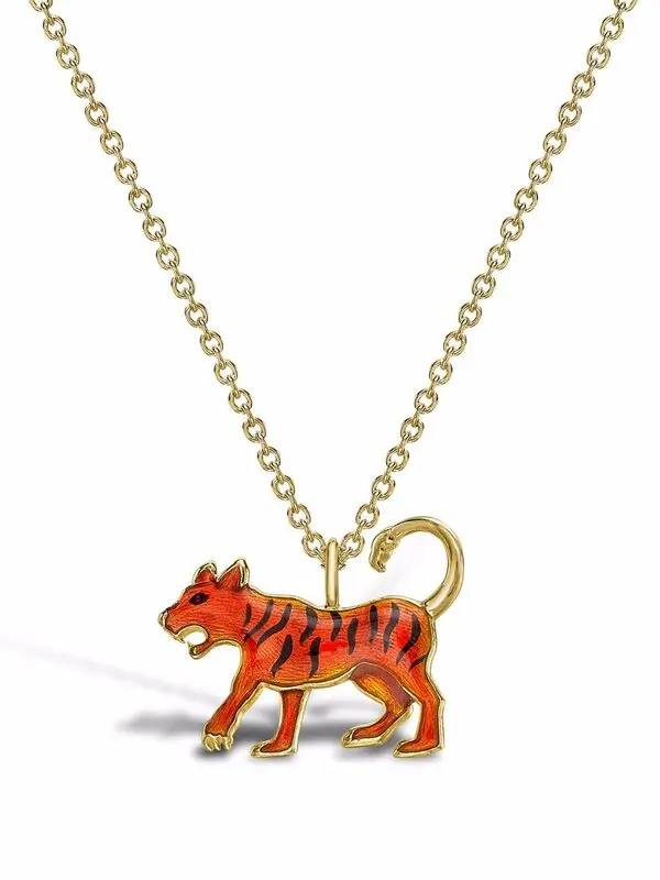 PRAGNELL 18kt Yellow Zodiac Tiger Pendant Necklace - Gold