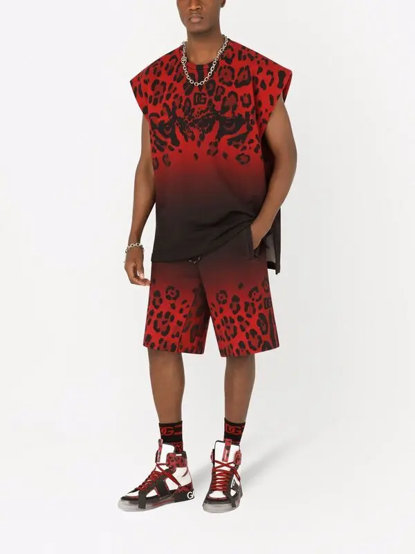 Dolce & Gabbana Gradient Leopard-print Track Shorts