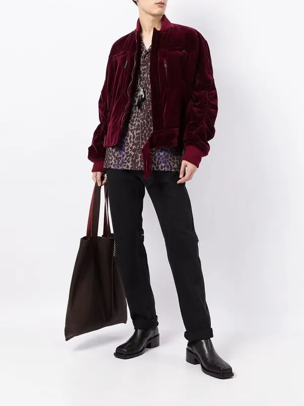 Haider Ackermann Velvet-Effect Bomber Jacket In Red - 31% Off