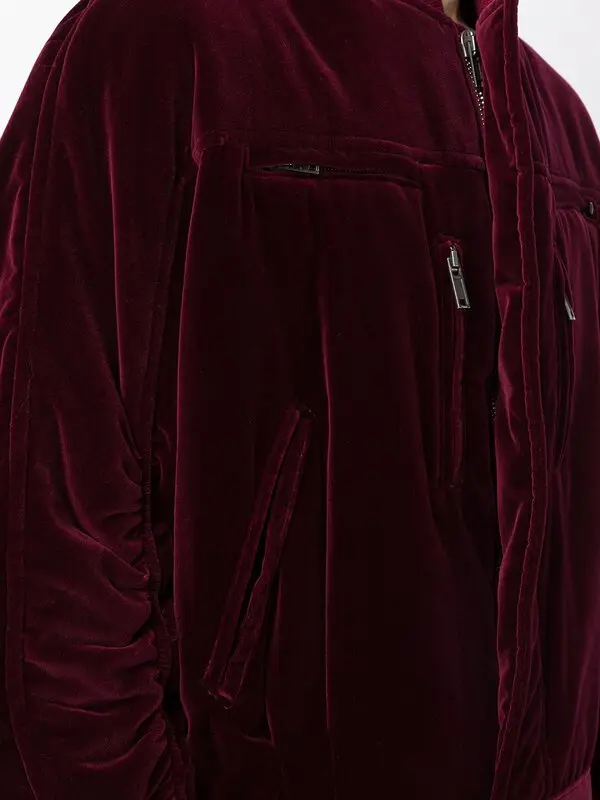 Haider Ackermann Velvet-Effect Bomber Jacket In Red - 31% Off