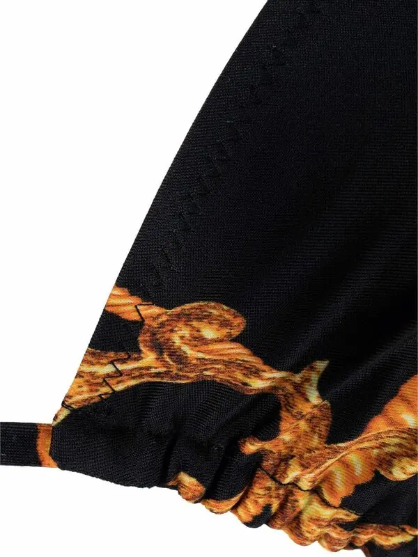 GANNI Baroque-print Halterneck Bikini Top