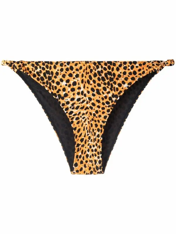 GANNI Animal-print Bikini Bottom - Orange