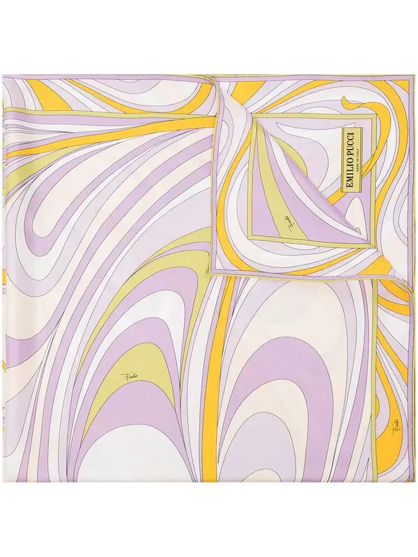 Emilio Pucci Onde-Print Silk Scarf Purple Editorialist