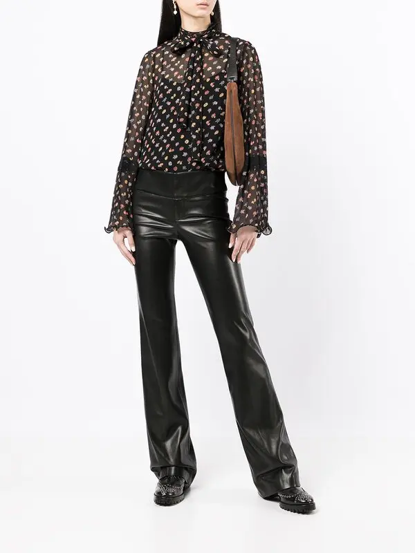 Alice + Olivia Olivia Vegan Leather Flared Trousers