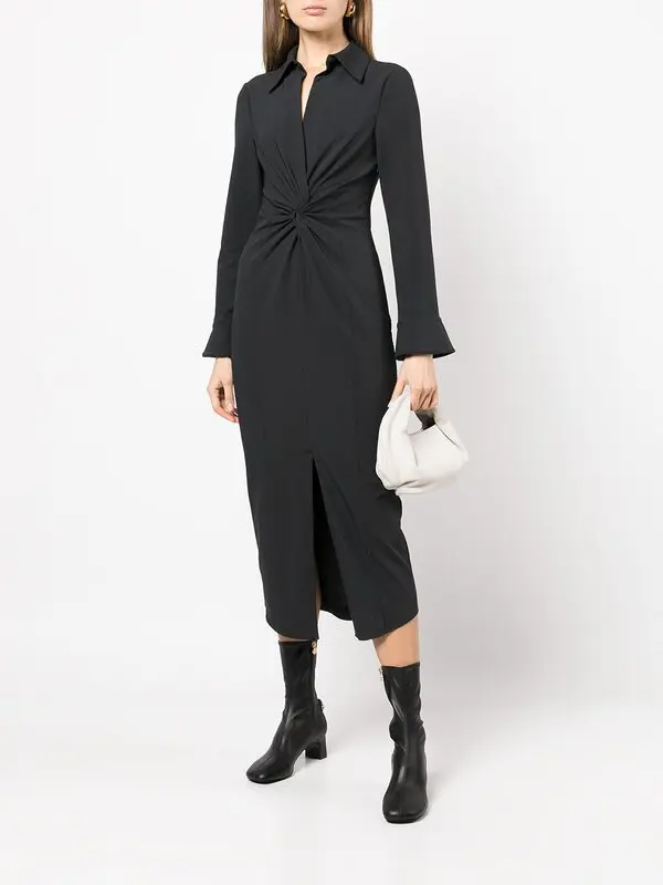 Cinq À Sept Mckenna Twist Midi Shirt Dress - Black
