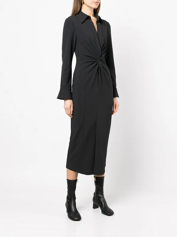 Cinq À Sept Mckenna Twist Midi Shirt Dress - Black