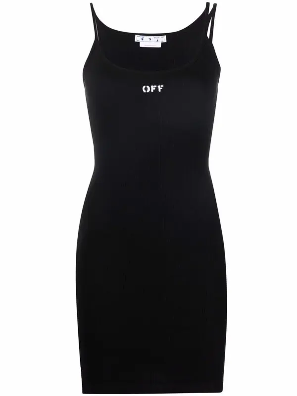 Off-White Off Stamp Ribbed Dress - Black