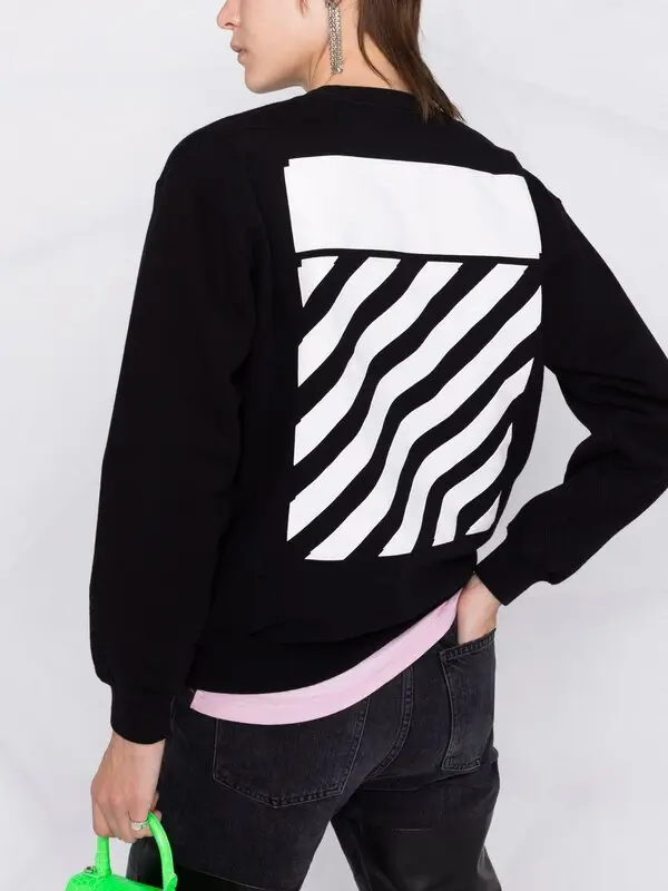 Off-White Diag-stripe Printed Sweatshirt - Black