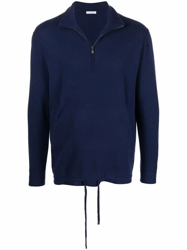 Malo Zip-placket Pullover - Blue