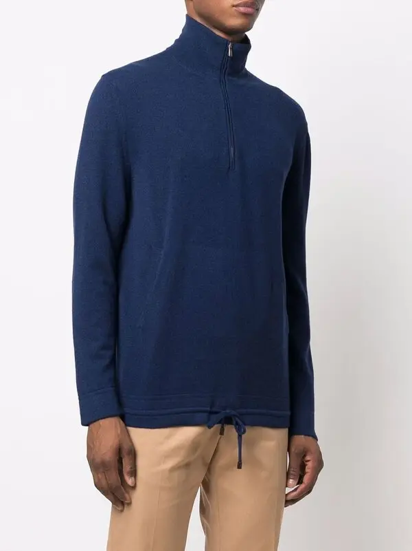 Malo Zip-placket Pullover - Blue