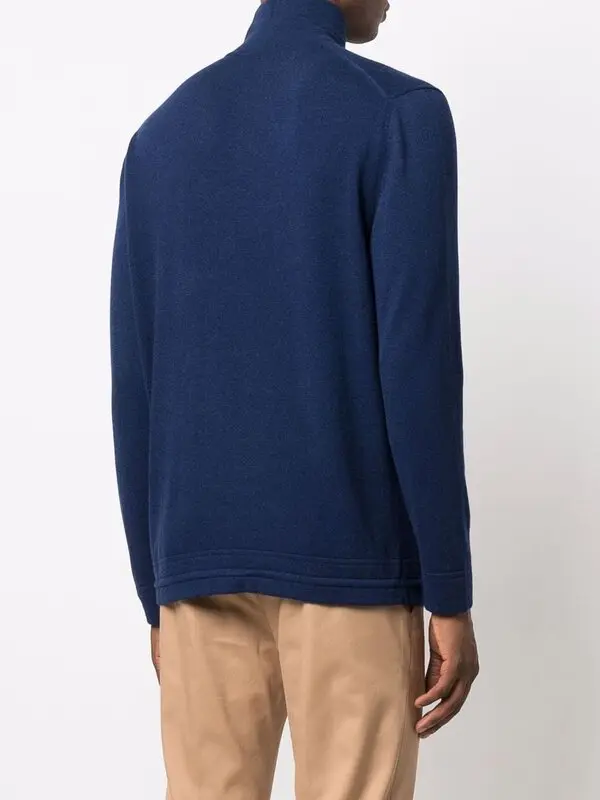 Malo Zip-placket Pullover - Blue