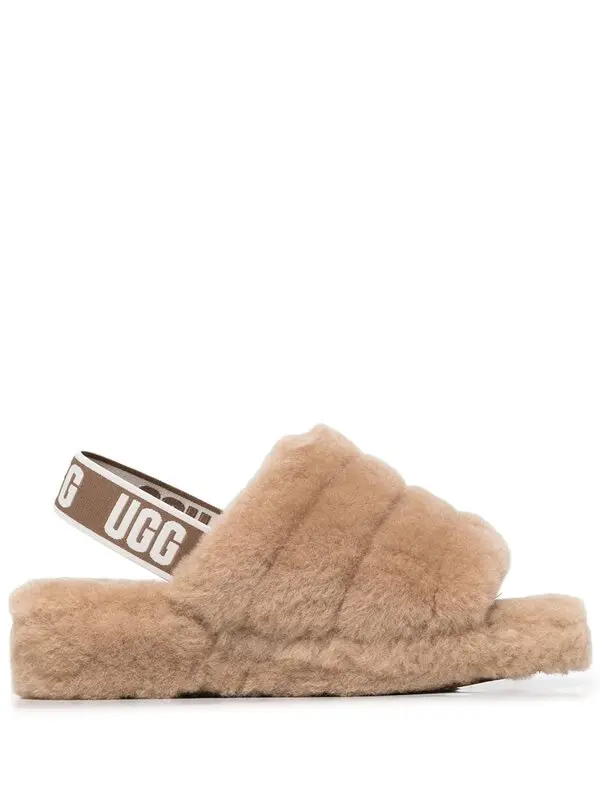 UGG Fluff Yeah Slingback Slippers - Brown