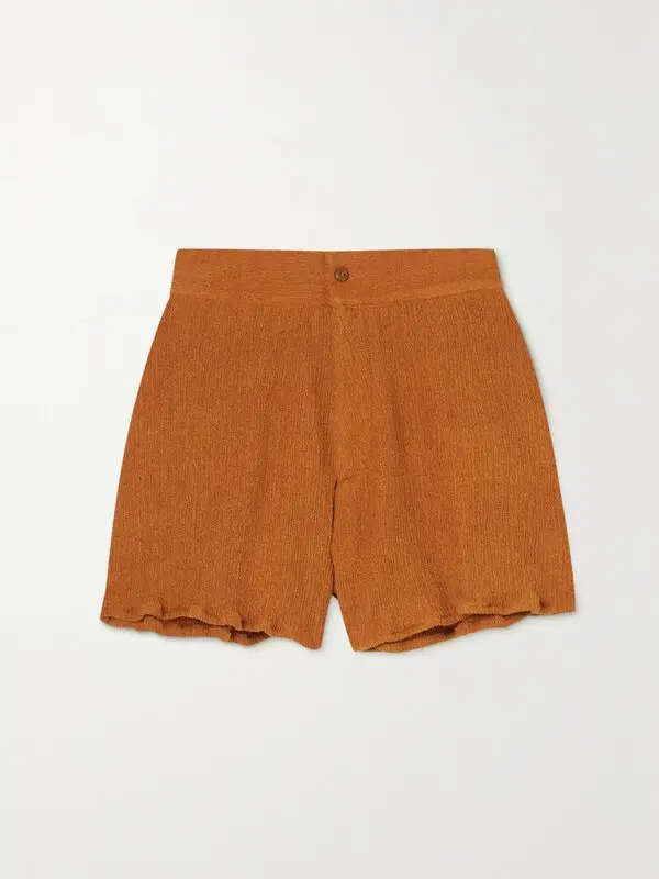 Savannah Morrow Verita Crinkled Silk And Bamboo-blend Shorts