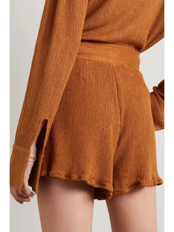 Savannah Morrow Verita Crinkled Silk And Bamboo-blend Shorts